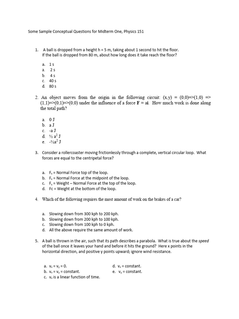 Some Sample Conceptual Questions For Midterm One | PDF | Angular ...