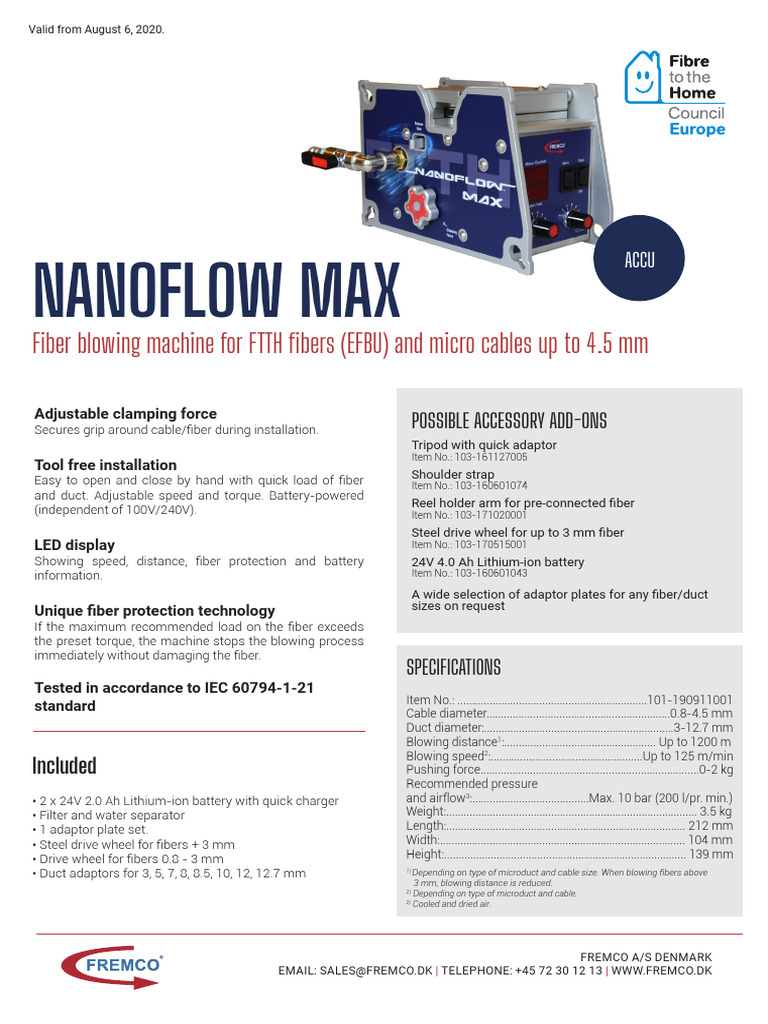 NanoFlow Max - DataSheet - 06.08.2020 | PDF | Optical Fiber | Manufactured Goods