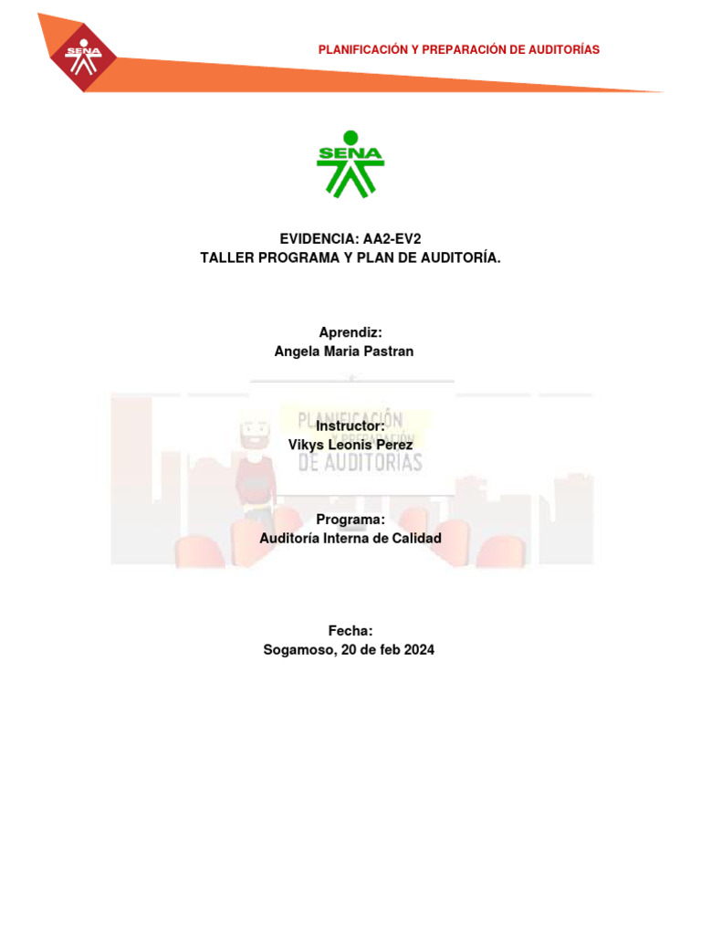 Taller Programa y Plan de Auditoria | PDF | Auditoría | Planificación