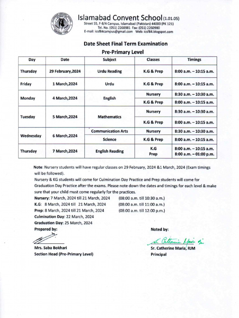 PP Final Term Date Sheet 2024 | PDF
