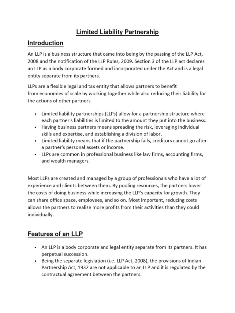 Limited Liability Partnership | PDF | Limited Liability Partnership | Partnership