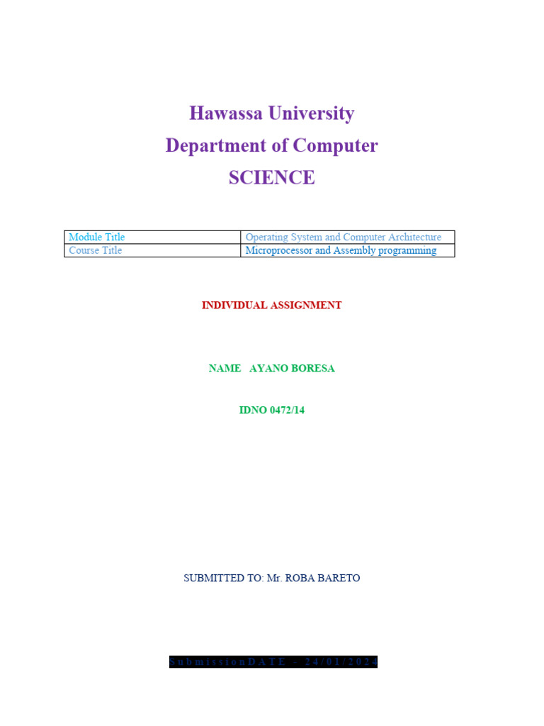 Ayano .Microprocessorassignment | PDF | Computer Data Storage | Cache (Computing)
