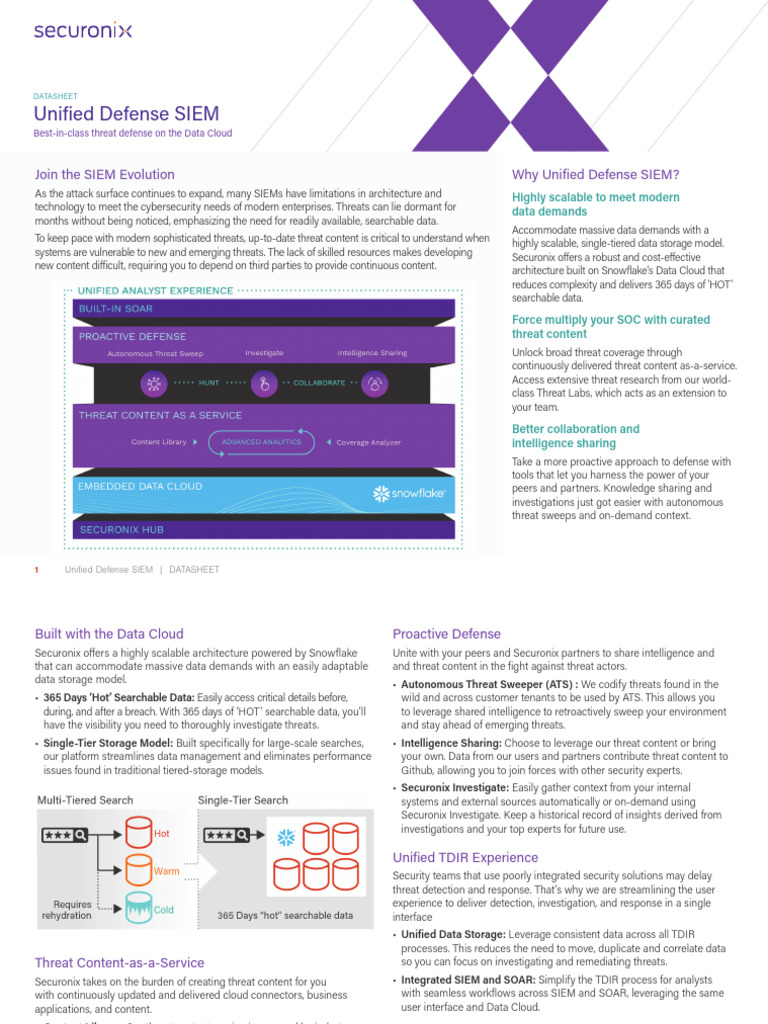 Securonix Unified Defense SIEM PT PRINT | PDF | Cloud Computing | Computing Securonix Unified Defense SIEM PT PRINT | PDF | Cloud Computing | Computing