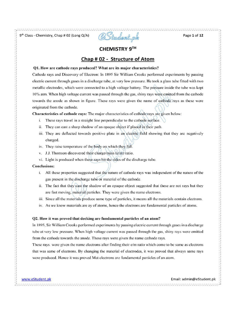 Long QA Ch-2 Chem 9th Chapter2 Notes | PDF