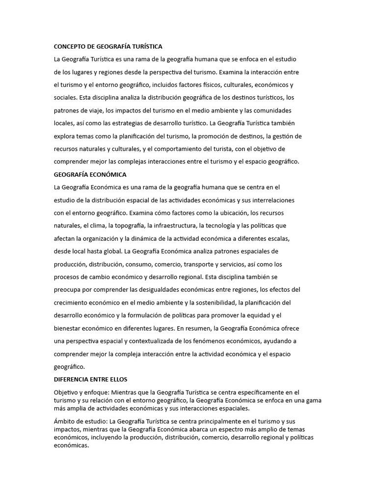 Concepto de Geografía Turística | PDF | Geografía | Turismo