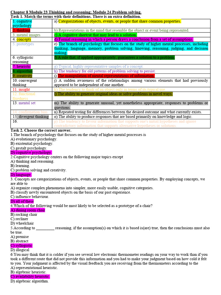 Tasks. Modules - Thinking and Reasoning. Problem Solving | Download Free PDF | Thought | Heuristic