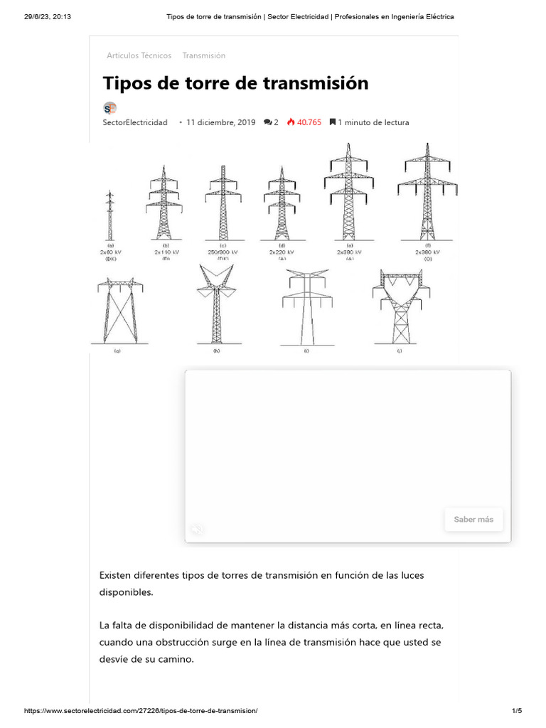 Tipos de Torres de Transmisión Eléctrica | PDF | Ingenieria Eléctrica ...
