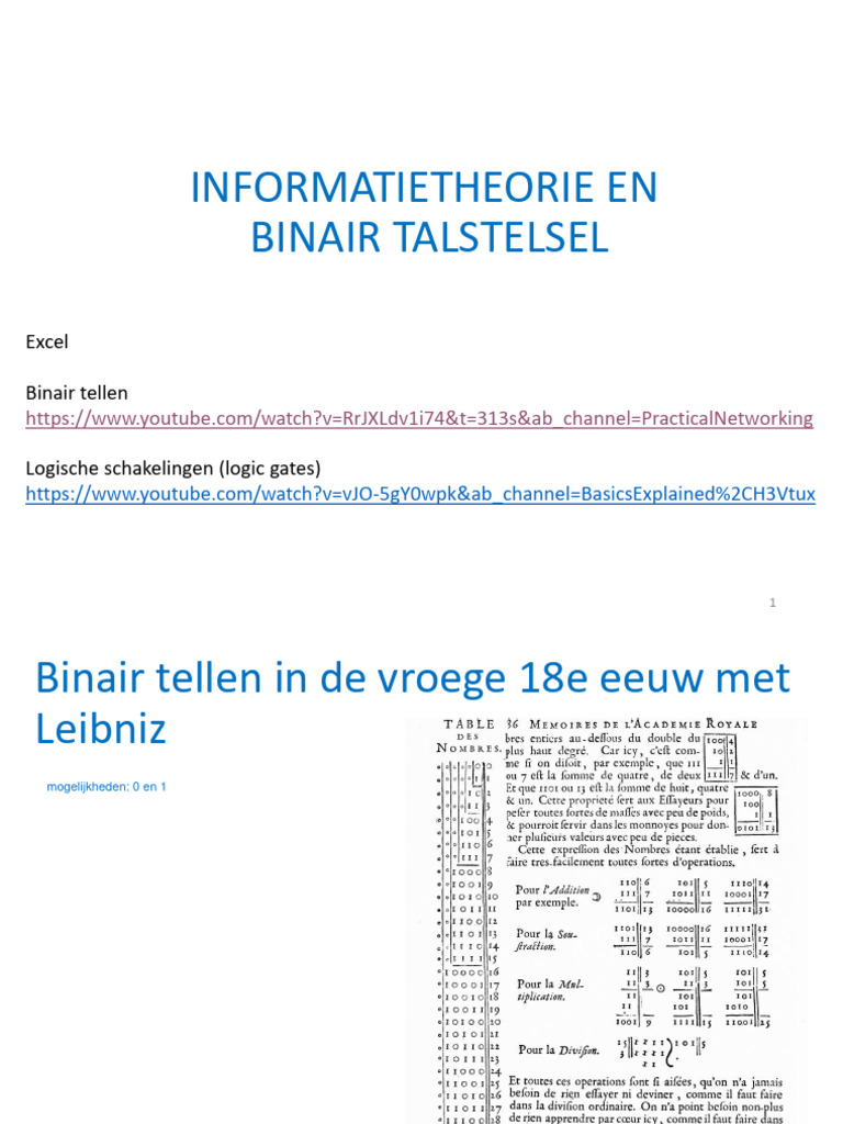 5 - Binair Talstelsel en Informatietheorie | PDF