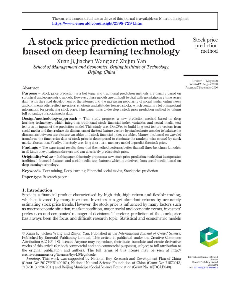 Deep Learning Stock Prediction Method | PDF | Time Series | Prediction