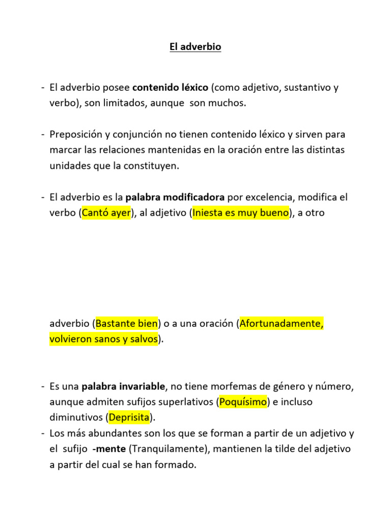 Adverbio, Conj y Prep | PDF | Adverbio | Preposición y Postposición