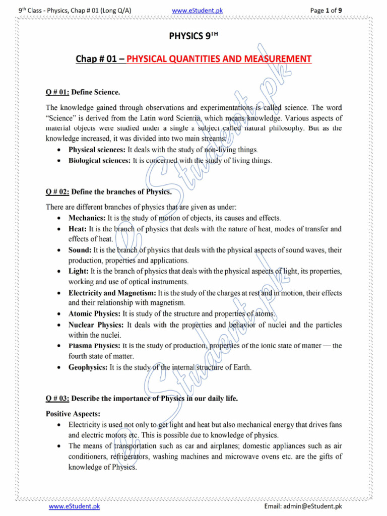 Long QA Ch-01 Phys 9th by Estudent - PK | PDF