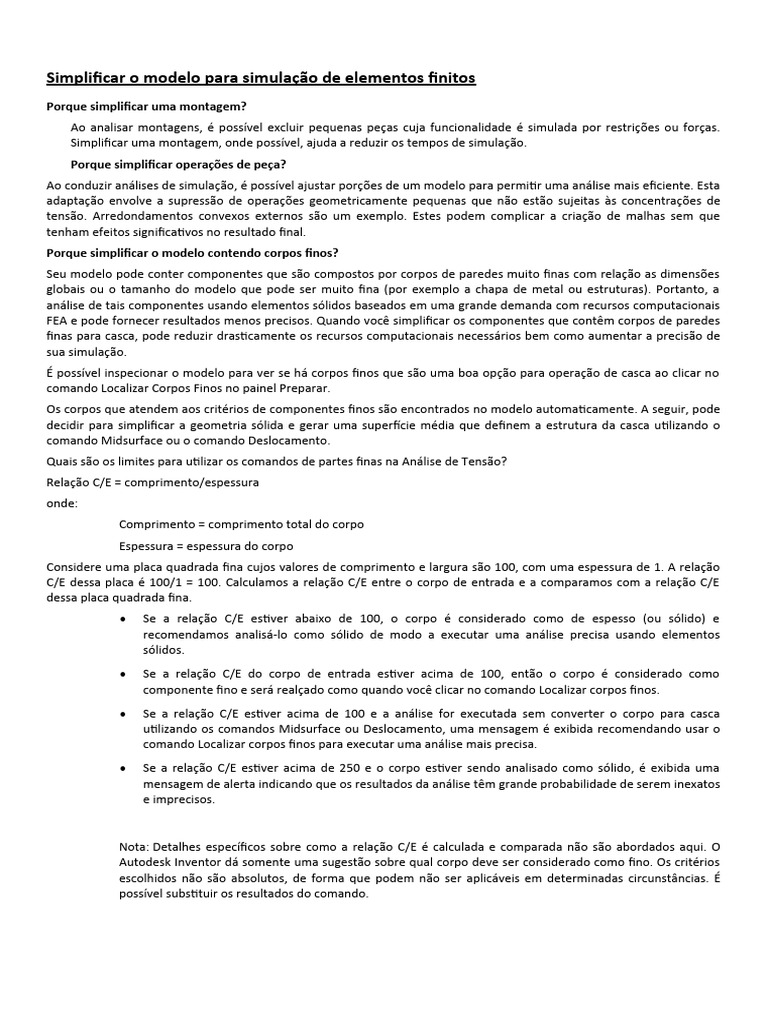 Simplificar o Modelo para Simulação de Elementos Finitos | PDF | Método ...