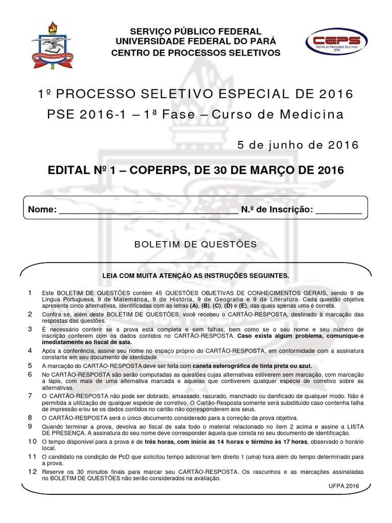 Prova Conhecimentos Gerais Pse 2016-1-1a Fase | PDF | Escravidão | Cuba