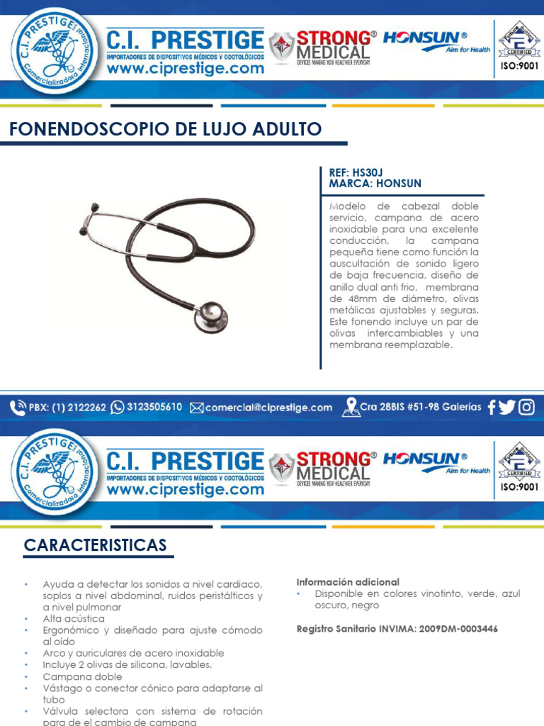 Ficha Tecnica Fonendoscopio | PDF