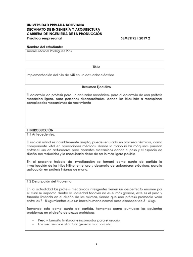 Plan de avance practica empresarial Ejemplo | PDF | Ingeniería mecánica ...