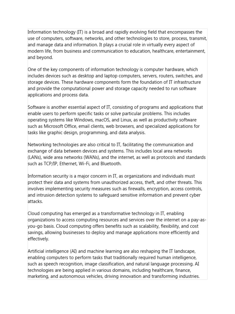 Information Technology | PDF | Computer Network | Security