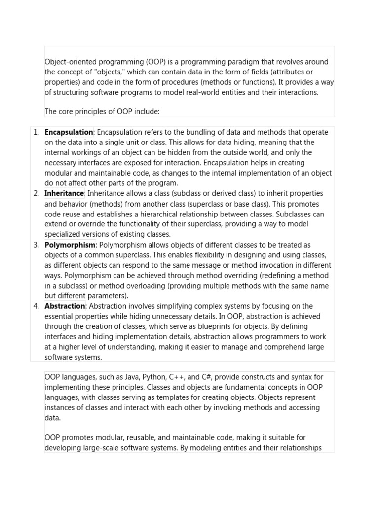 Object Oriented Programming Pdf Object Oriented Programming Method Computer Programming