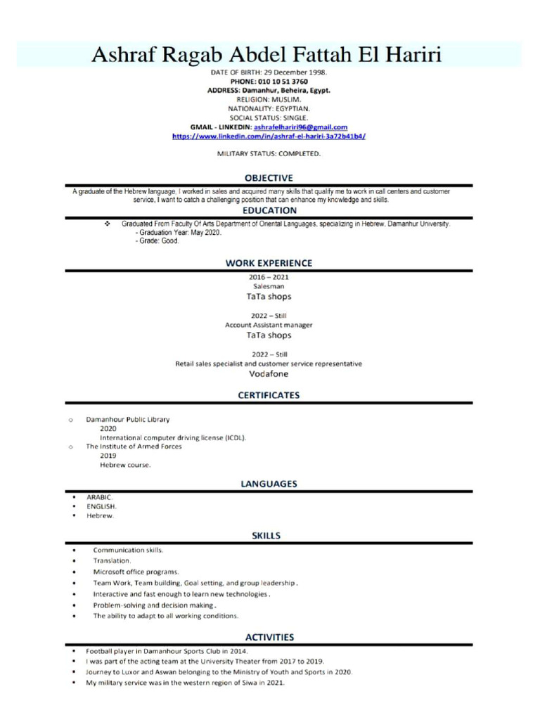 Ashraf El-Hariri CV | PDF