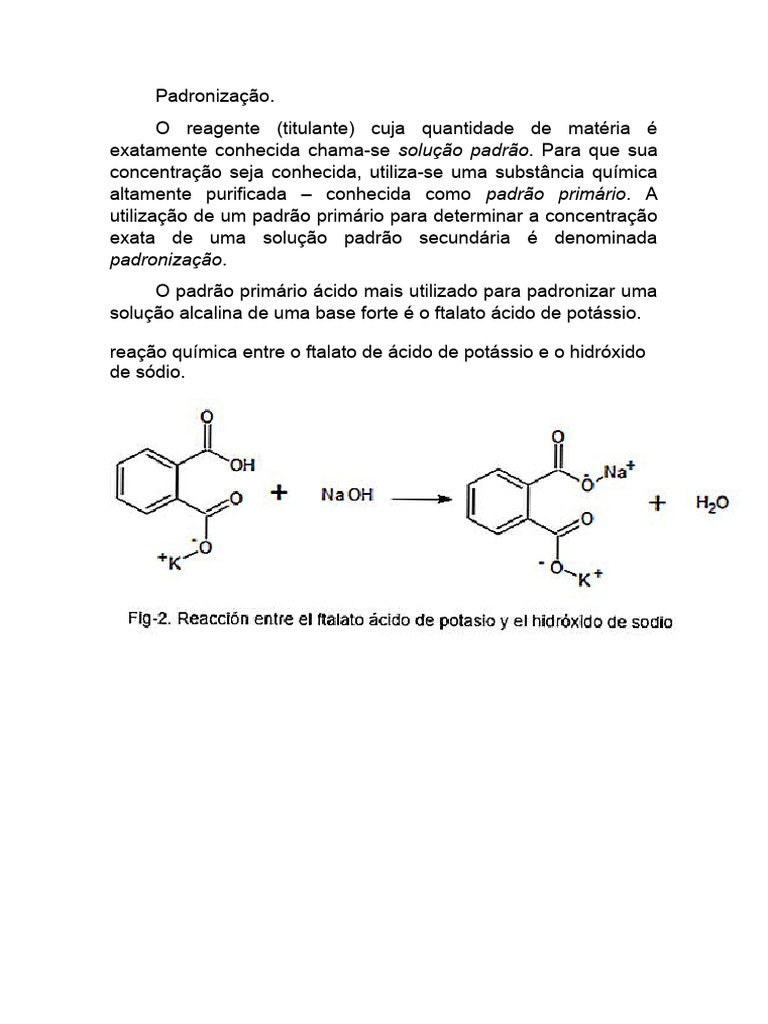 Reação Química Entre o Ftalato Ácido de Potássio e o Hidróxido de Sódio ...
