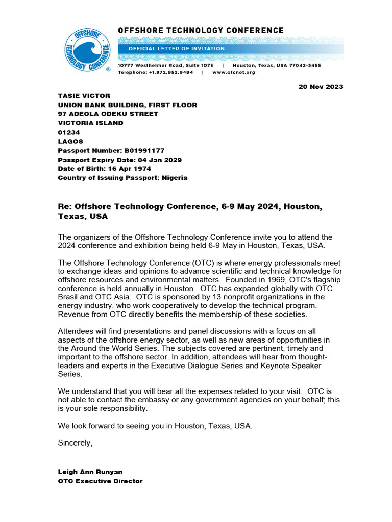 Otc Invitation Letter | PDF