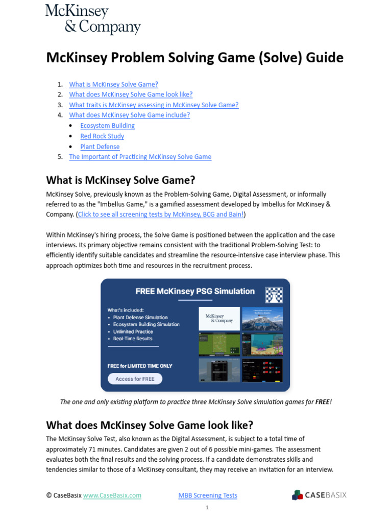 Mckinsey Problem Solving Game (Solve) Guide | PDF | Ecosystem | Mc ...