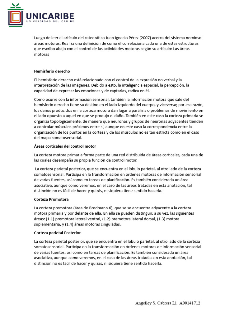 Unidad 2. Actividad 3. Control de Las Actividades Motoras - Cabrera ...