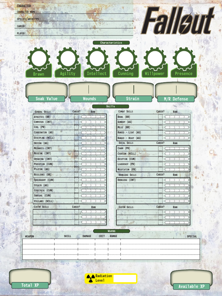 Fallout CharacterSheet | PDF