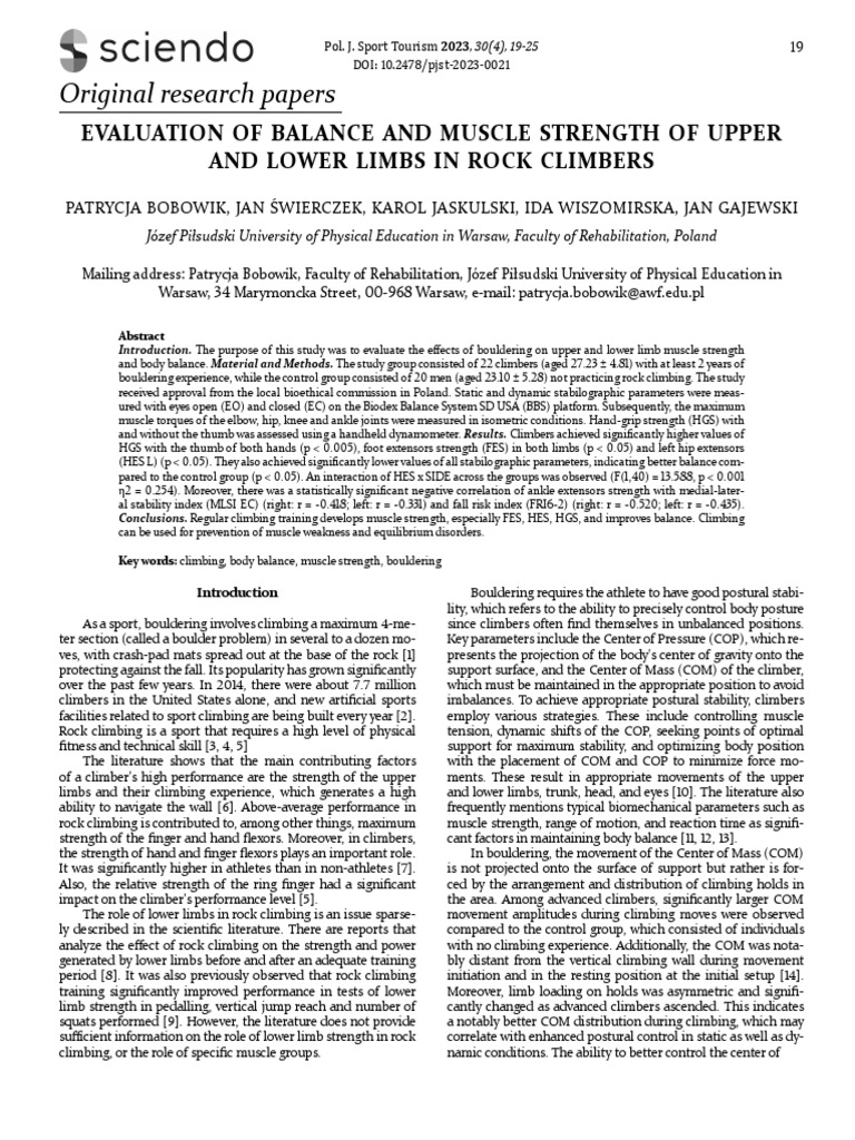 Evaluation of Balance and Muscle Strength of Upper and Lower Limbs in ...