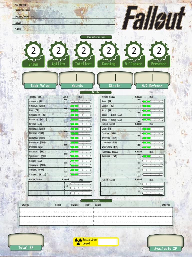 Fallout CharacterSheetFillable | PDF