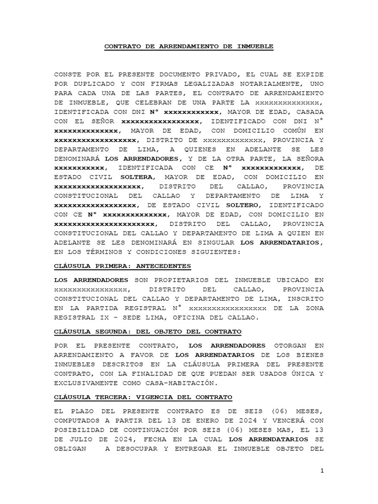 Contrato de Arrendamiento Modelo Scrip | PDF | Justicia | Crimen y ...