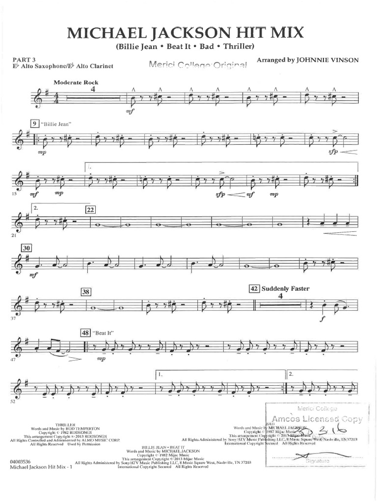 Michael Jackson Part 3 Sax Alto P 1 | PDF