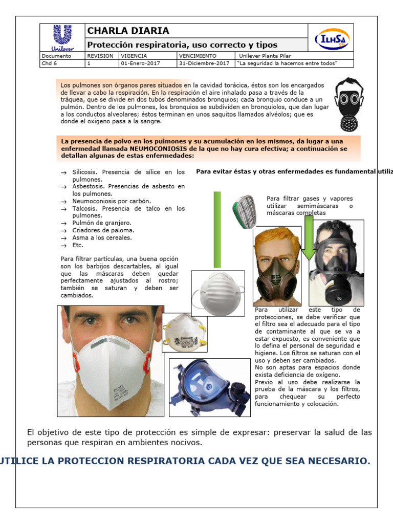Charla 6- Protección Respiratoria | PDF | Pulmón | Respiración