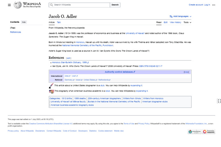 Jacob O. Adler - Wikipedia | PDF | Wikipedia | Social Information ...