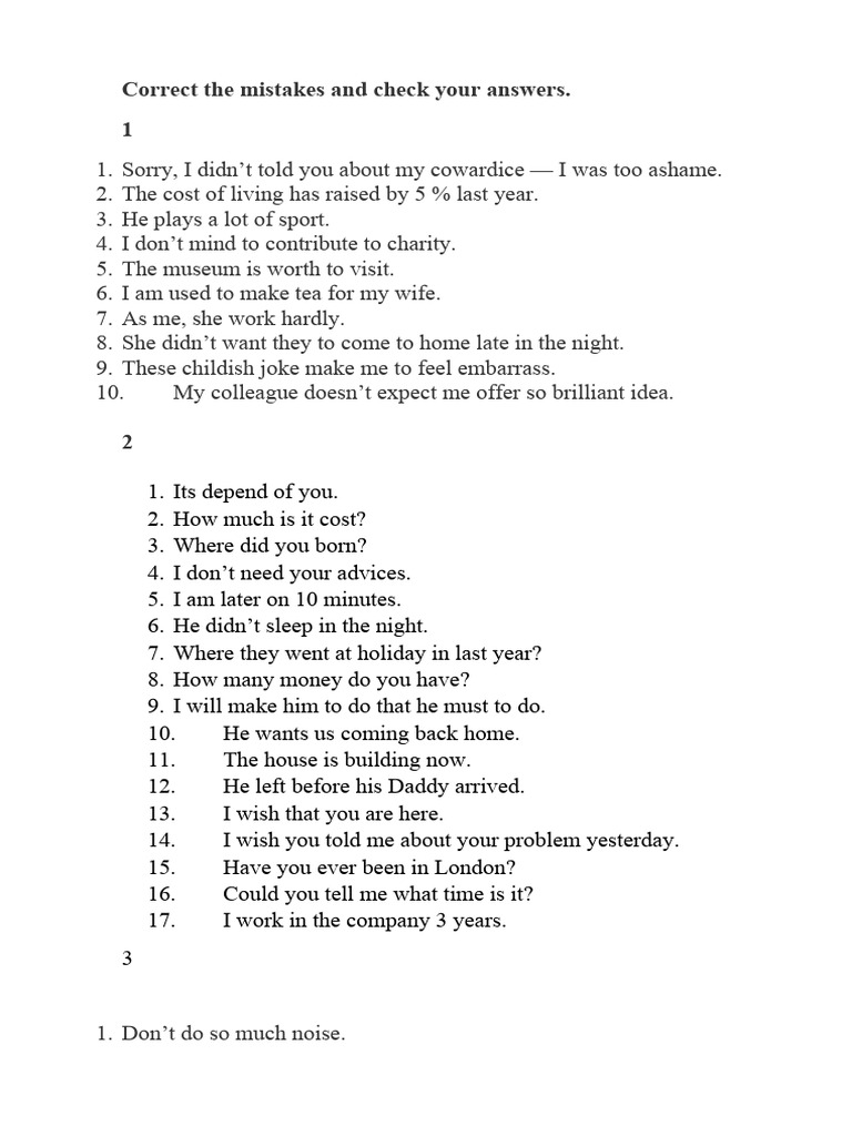 Correct The Mistakes and Check Your Answers | PDF