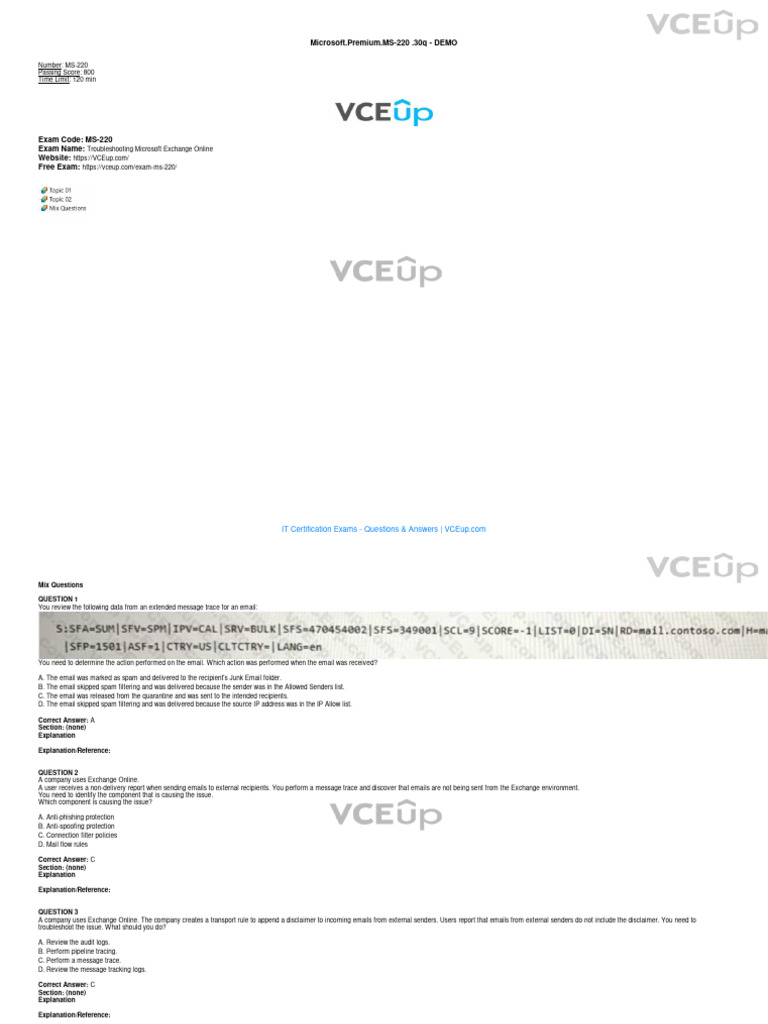 Microsoft Pre - MS-220 30q-DEMO | Download Free PDF | Microsoft ...