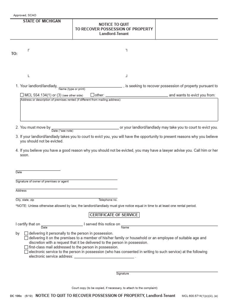 dc100c | PDF | Leasehold Estate | Eviction