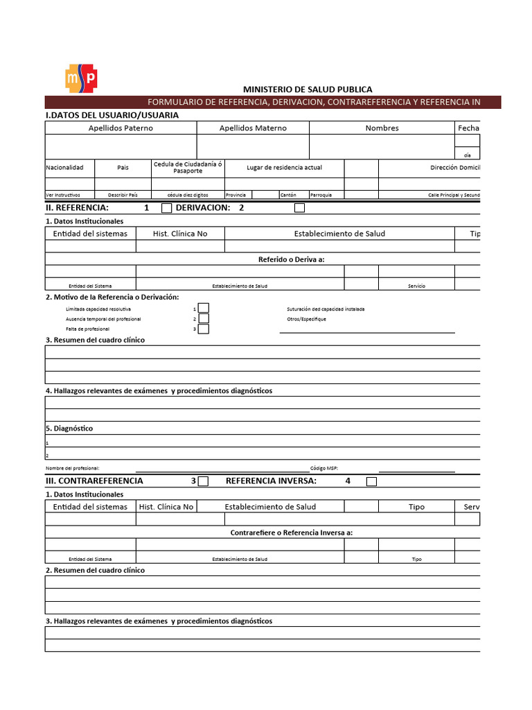 Formulario MSP 053 | PDF