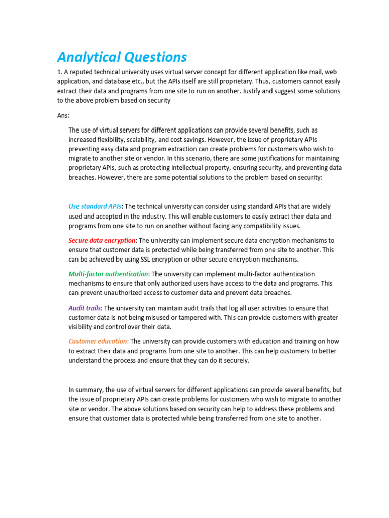 Analytical Questions (Unit-3) | PDF | Virtualization | Cloud Computing