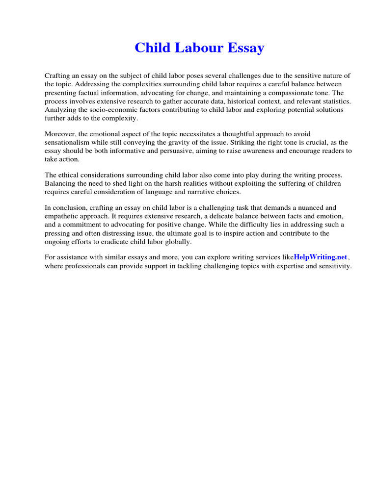 Child Labour Essay | PDF