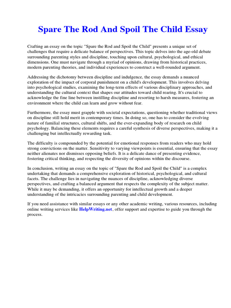 Spare The Rod and Spoil The Child Essay | PDF | Hajj | Constructor ...