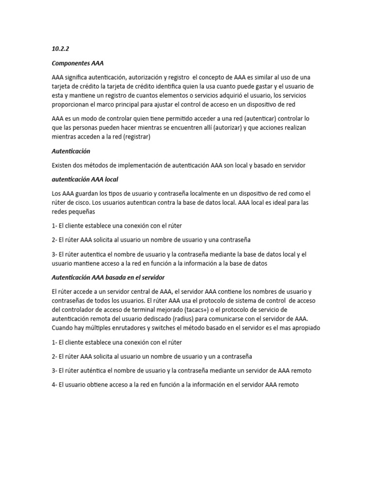 Guía de Autenticación AAA en Redes | PDF | Autenticación | Usuario ...