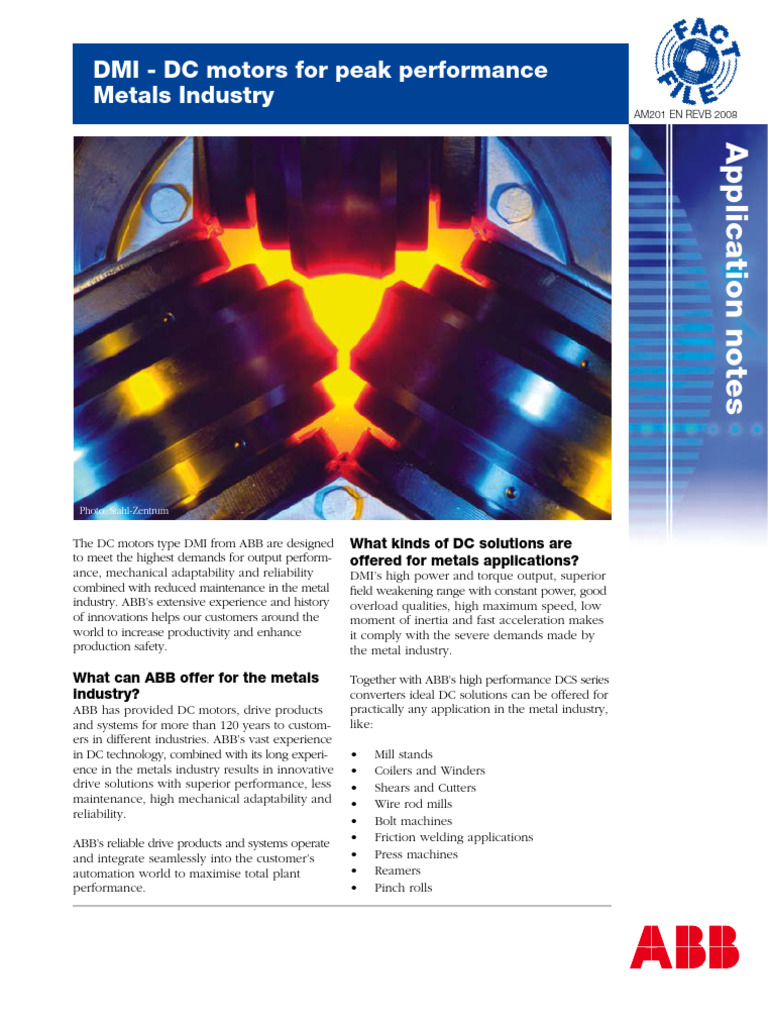 Application Notes DMI, Metals 3BSM 013462-1 | PDF | Electric Motor ...