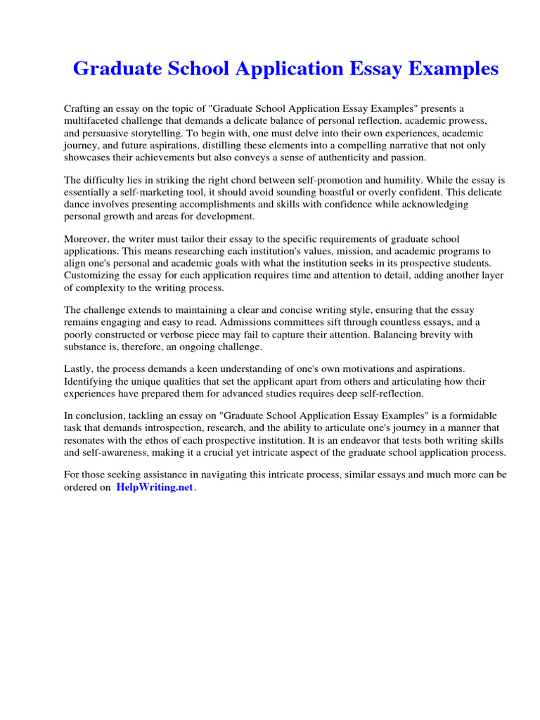 Graduate School Application Essay Examples | PDF | Wellness