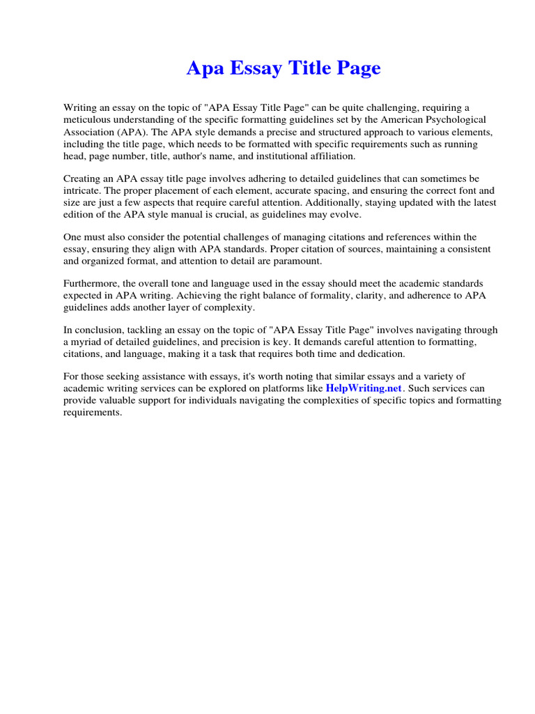 Apa Essay Title Page | PDF | Apa Style | Information
