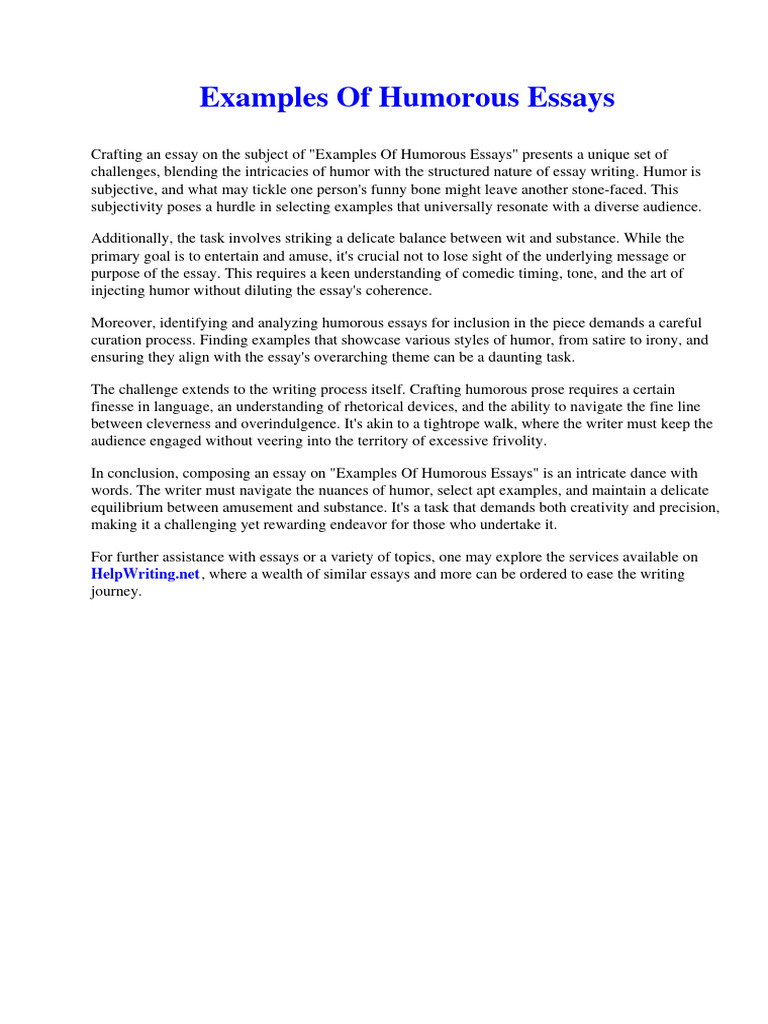 Examples of Humorous Essays | PDF | Particulates | Waste