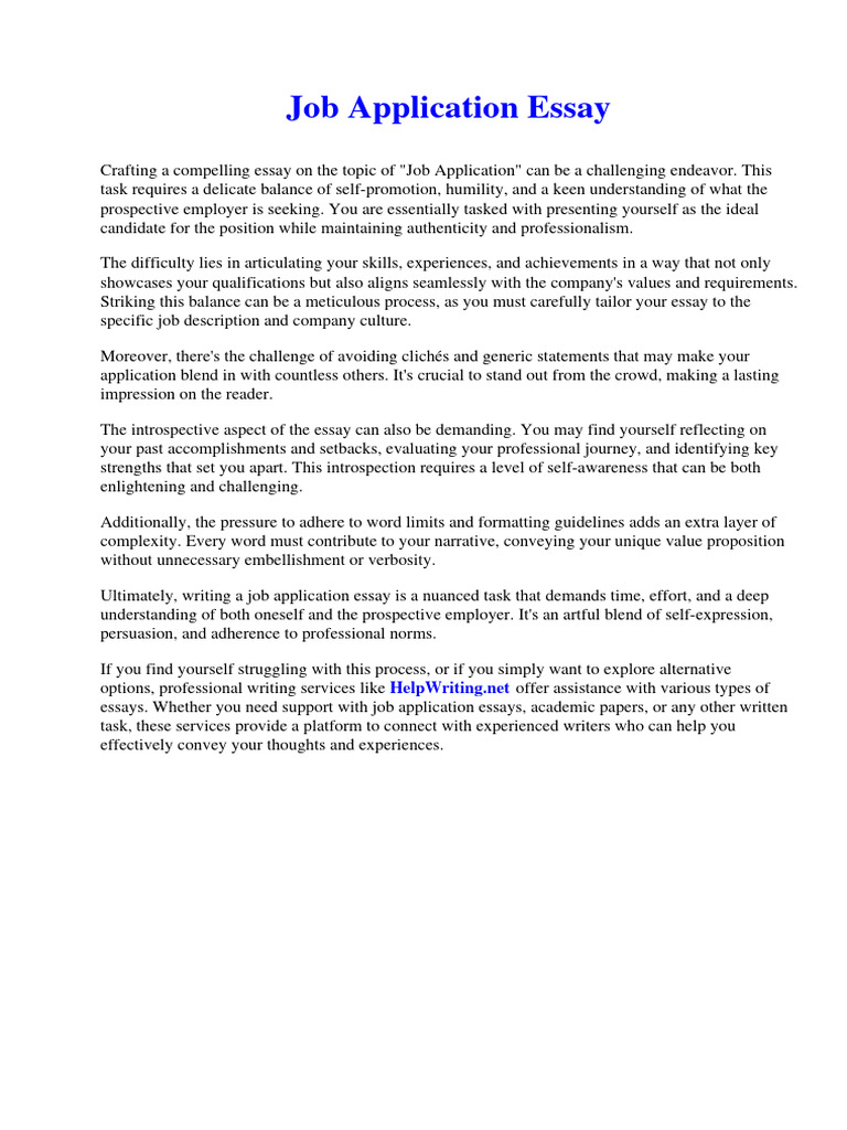 Job Application Essay | PDF