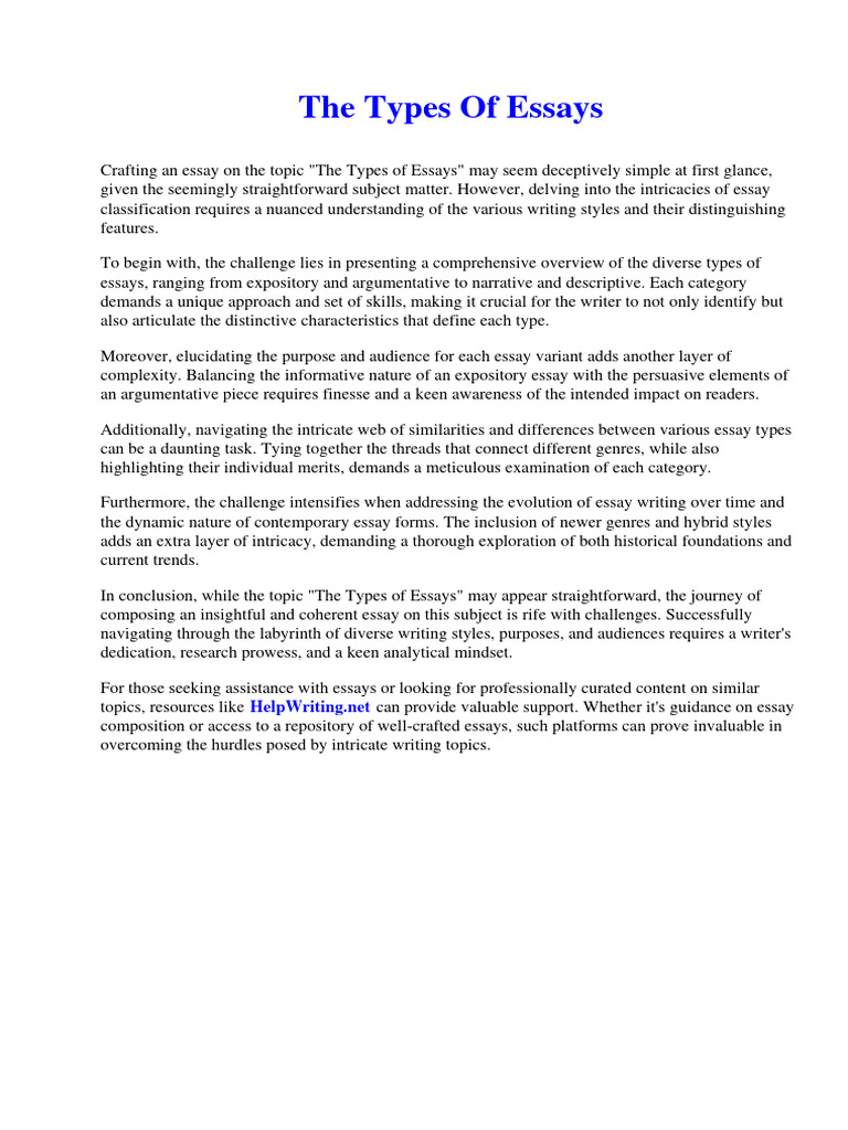 The Types of Essays | PDF | Attention Deficit Hyperactivity Disorder ...