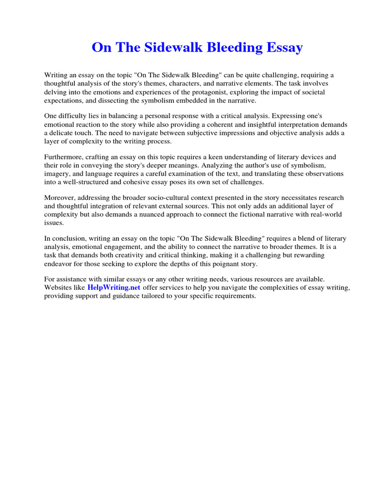 On The Sidewalk Bleeding Essay | PDF | Microscopy | Angular Resolution