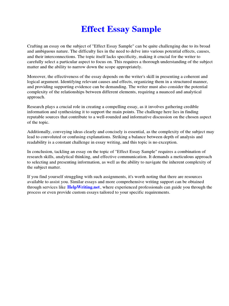 Effect Essay Sample | PDF | Cognition | Cognitive Science