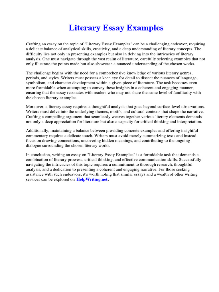 Literary Essay Examples | Download Free PDF | Essays | Pierre Trudeau